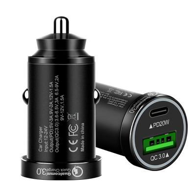 China Zinc Alloy USB Car Charger PD QC3.0 20W Fast Charging for iPhone iPad Samsung for sale