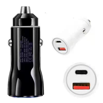 China 30W Dual Port USB C Car Charger PD Fast Charger 12V 24V Cigarette Lighter Adapter for sale