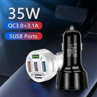 China 35W QC 3.0 USB Car Charger 4 Port with 6 Fold Protection 12-24V for sale