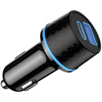 China 38W Dual USB Car Charger PD3.0 QC3.0 Fast Charger 5V 3.1A Output Black for sale