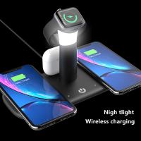 China 15W 5 in 1 Qi Wireless Charging Station with Night Light for iPhone Samsung Apple Watch Airpods for sale