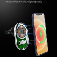 China OEM ODM 15W Magnetic Car Mount Wireless Charger 8mm Charging Distance Qi Fast Charging for sale