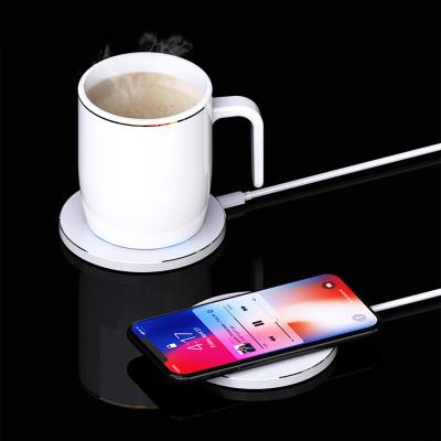 China Qi Wireless Thermostatic Smart Cup Warmer Pad 15W 280ml Ceramic Mug with Type-C for sale