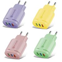 China 2 In 1 Macaron Travel Phone Charger QC3.0 With USB Data Cable for sale