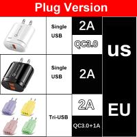China 2 In 1 Macaron Travel Phone Charger QC3.0 With USB Data Cable for sale