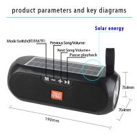 China Solar Plate Wireless Portable Speaker 10W Bluetooth 5.0 Waterproof Boombox 1200mAh for sale