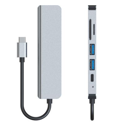 China 6 Port Multi Type C Hub Hdmi USB 3.0 PD TF SD Docking Station for sale
