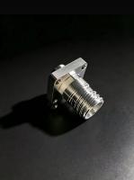 China Turn-Mill CNC Aluminum Square Flange Connector Housing with Multi-Step Internal Cavity and External Thread for sale