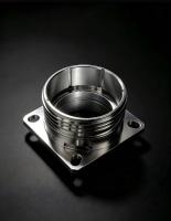 China Turn-Mill CNC Expert - Large Flange Aluminum Connector Housing with Square 4-Hole Mount, External Thread, and Internal Spline Interface for sale