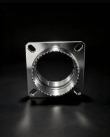 China Turn-Mill CNC Expert - Large Flange Aluminum Connector Housing with Square 4-Hole Mount, External Thread, and Internal Spline Interface for sale