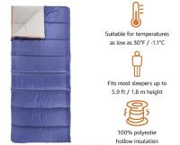 China Backpacking Lightweight Envelope Sleeping Bag 3 Season For Adults , 30 Degrees Fahrenheit for sale