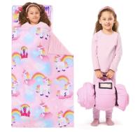China Unicorn Kids Slumber Bag For Ages 3-8 Years Includes Removable Pillow for sale