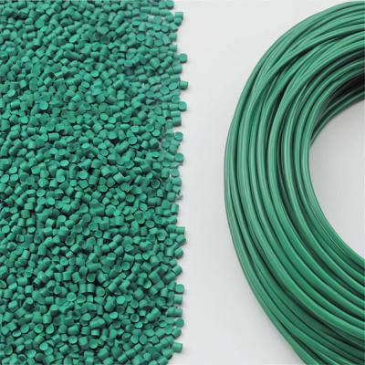 China Cold Resistant Green PVC Compound Granules UL94 V-2 Flame Retardant -40°C to 105°C Temperature Range for Outdoor Wire and Cable for sale