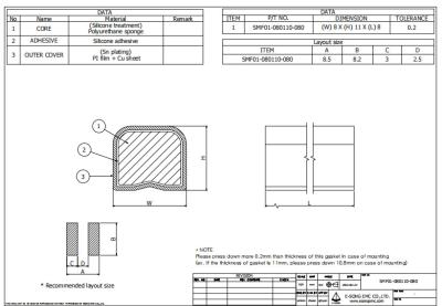 China SMT EMI Foam Gasket Conductive SMF Shielding Au Plating for sale
