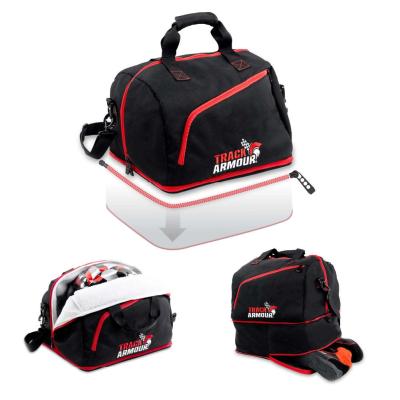 China Helmet Bag with Extendable Shoe Compartment | Fleece Lined 600D Oxford Track & Motorcycle Gear Bag for sale