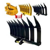 China Q355B Scraper Excavator Rake Bucket , NM400 Brush Rake For Excavator PC360 ZX300 330 for sale