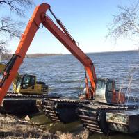 China Mud Cleaning Amphibious Long Reach Boom , Dredging Excavator Long Boom for sale