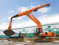 China Long Reach Excavator Telescopic Boom And Arm With Clamshell Bucket for sale