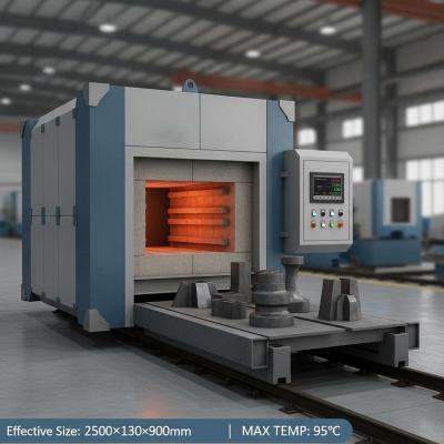 China Electric Bogie Hearth Furnace with 2500×1300×900mm Effective Size and 950℃ Rated Temperature for Heat Treatment for sale