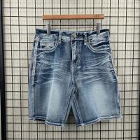 China Custom Streetwear Junior'S Denim Shorts / Denim Jeans With Embroidery Flocked Denim for sale