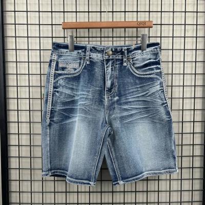 China Custom Streetwear Junior'S Denim Shorts / Denim Jeans With Embroidery Flocked Denim for sale