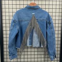 China Seasonal Cotton Denim Outerwear Long Sleeve Women'S Denim Jacket With Rhinestone for sale