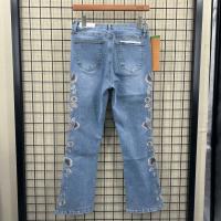 China Cotton Denim Junior Jeans Straight Leg Distressed Stone Wash Denim Jeans for sale