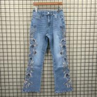 China Cotton Denim Junior Jeans Straight Leg Distressed Stone Wash Denim Jeans for sale