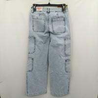 China Junior Stretch Denim Cargo Pants , Mid Waist Slim Fit Utility Denim Jeans for sale