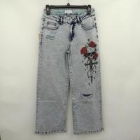 China Junior Stretch Denim Cargo Pants , Mid Waist Slim Fit Utility Denim Jeans for sale