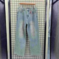 China OEM ODM Men's Regular Fit Denim Jeans , Straight Leg Denim Jeans With Rhinestone And Embroidery for sale