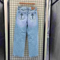 China OEM ODM Men's Regular Fit Denim Jeans , Straight Leg Denim Jeans With Rhinestone And Embroidery for sale