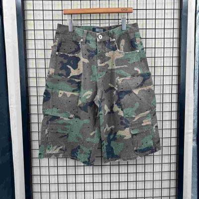 China Relaxed Fit Streetwear Denim Jeans Shorts Trend Driven Style With Durable Digital Print for sale
