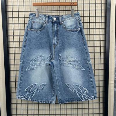 China OEM ODM Streetwear Junior Denim Shorts With Applique Embroidery Patch Morden Urban Style for sale