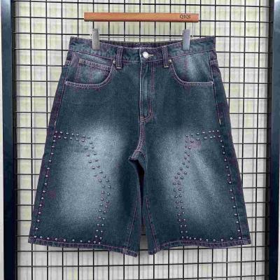 China WHTLBL Streetwear Junior'S Denim Shorts Mid Rise Distressed Denim Shorts With Studs for sale