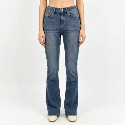 China Full Length Soft Flared Denim Jeans 100% Cotton Five Pocket Denim Jeans for sale