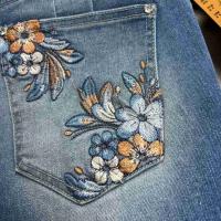 China Casual Style Bootcut Denim Jeans With Embroidery , Private Label Cotton Selvage Denim Jeans for sale