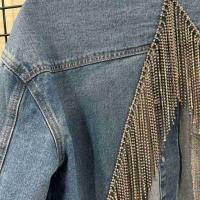 China Seasonal Cotton Denim Outerwear Long Sleeve Women'S Denim Jacket With Rhinestone for sale
