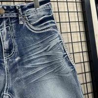 China Custom Streetwear Junior'S Denim Shorts / Denim Jeans With Embroidery Flocked Denim for sale