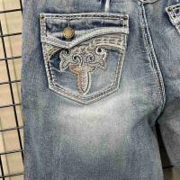 China Custom Streetwear Junior'S Denim Shorts / Denim Jeans With Embroidery Flocked Denim for sale