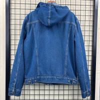 China Men's Sherpa Lined Denim Jacket , Warm Winter Blue Wash Denim Jacket Regular Fit for sale