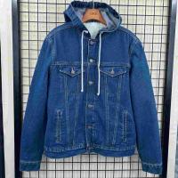 China Men's Sherpa Lined Denim Jacket , Warm Winter Blue Wash Denim Jacket Regular Fit for sale