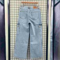 China Men'S Heavyweight Carpenter Denim Jeans  , Light Blue Enzyme Wash Loose Fit Denim Jeans for sale