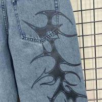 China Mens Vintage Stone Wash Straight Leg Denim Jeans Relaxed Classic Fit With Print / Private Lable Service for sale