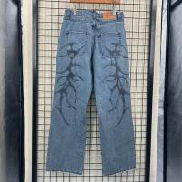 China Mens Vintage Stone Wash Straight Leg Denim Jeans Relaxed Classic Fit With Print / Private Lable Service for sale