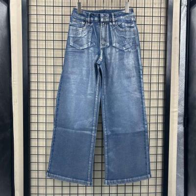 China Women'S Allover Foil Print Denim Jeans , Slim Fit Premium Streetwear Style Denim Jeans for sale