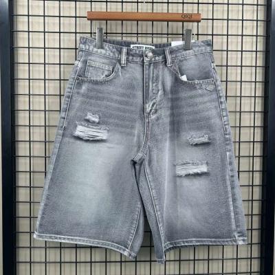 China 100% Cotton Men's Distressed Denim Shorts , Ripped Streetwear Casual Jean Shorts for sale