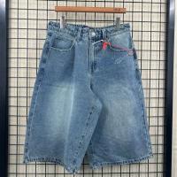 China Sandblasted Men's Light Blue Denim Shorts , Vintage Faded Summer Casual Jean Shorts for sale