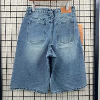 China Sandblasted Men's Light Blue Denim Shorts , Vintage Faded Summer Casual Jean Shorts for sale