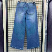China Women'S Relaxed Fit Wide Leg Jeans Allover Scattered Mixed Metal Stud Embellishment Along Front Side for sale
